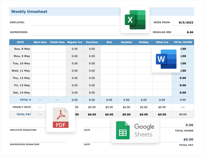Excel Weekly Timesheet Template With Formulas